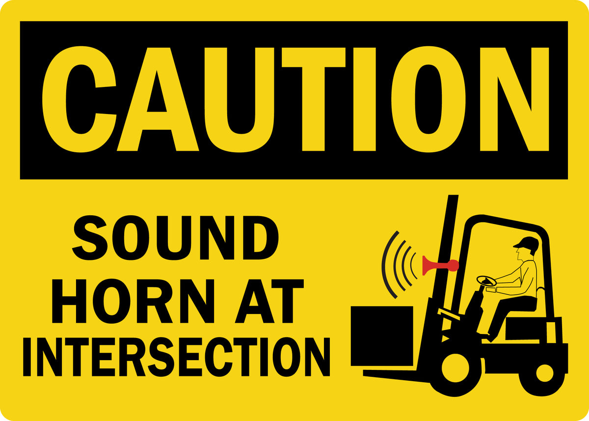 Caution Sound Horn At Intersection Sign Stickers | StickerJet